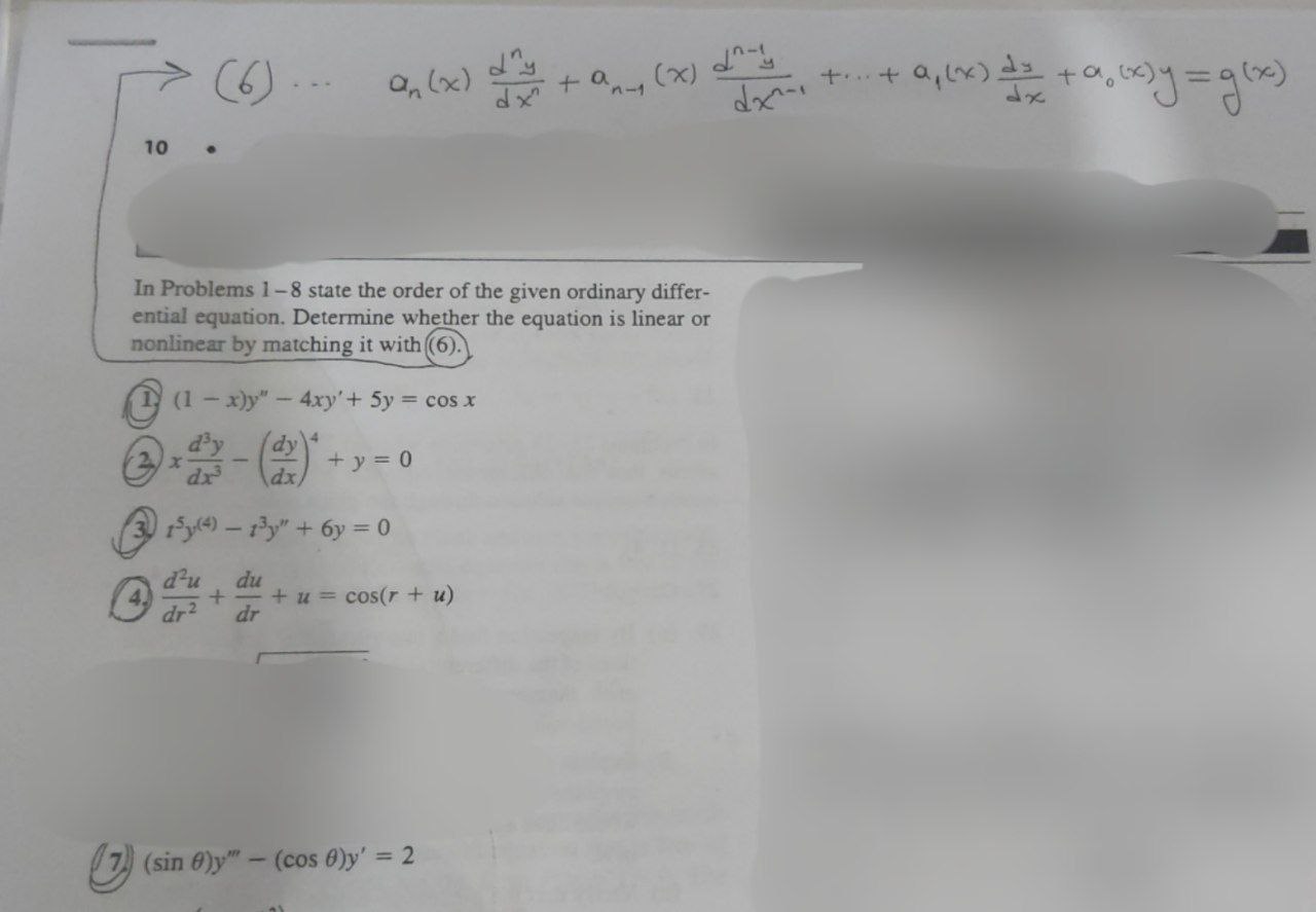 Solved In Problems 1-8 ﻿state the order of the given | Chegg.com
