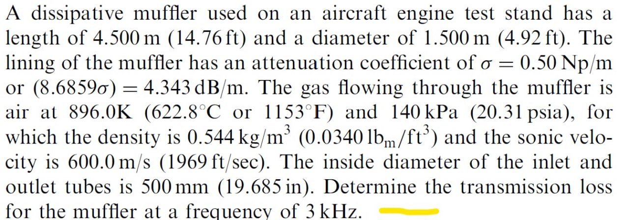 Solved A dissipative muffler used on an aircraft engine test | Chegg.com