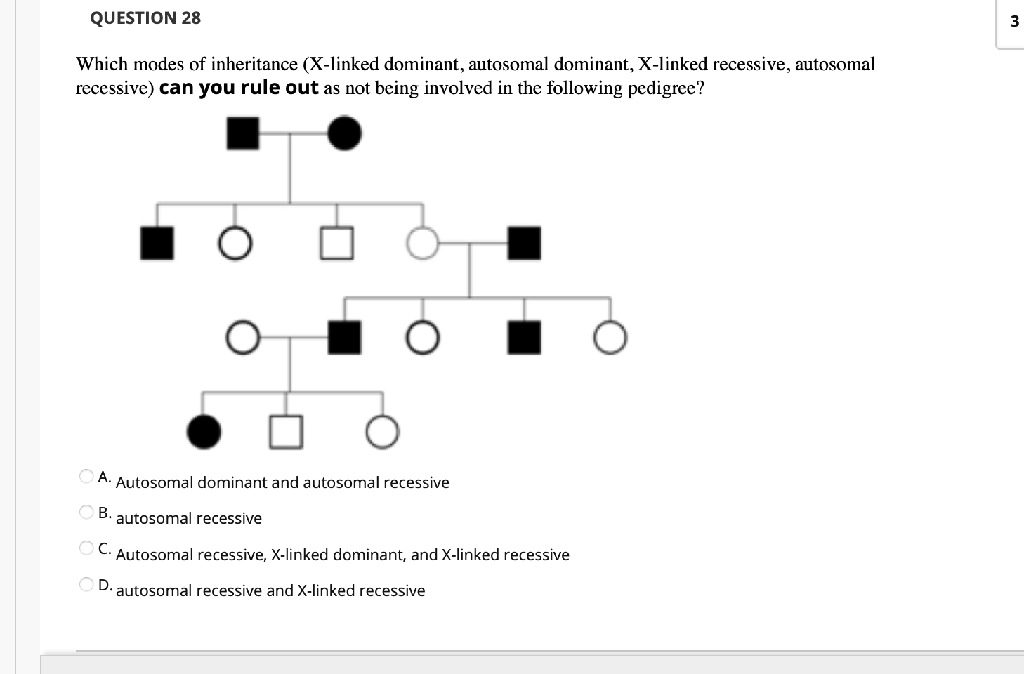Solved QUESTION 28 3 Which modes of inheritance (X-linked | Chegg.com