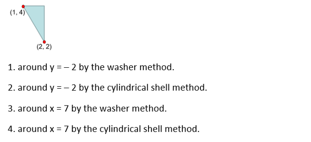 Solved (1.4) (2, 2) 1. around y =- 2 by the washer method. | Chegg.com