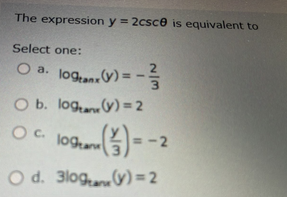 Solved The expression y=2cscθ ﻿is equivalent toSelect | Chegg.com