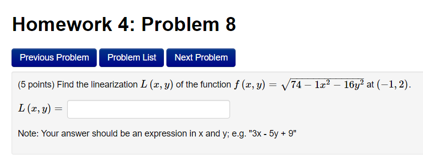 Solved 5 Points Find The Linearization L X Y Of The