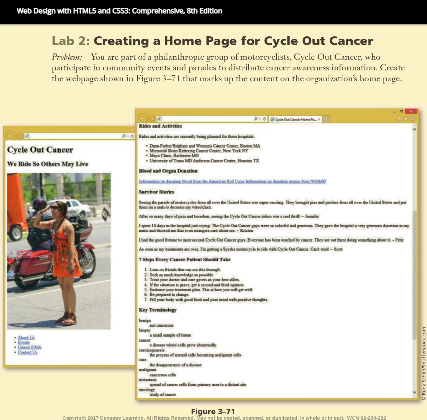 Solved Lab 2: Creating a Home Page for Cycle Out Cancer. | Chegg.com