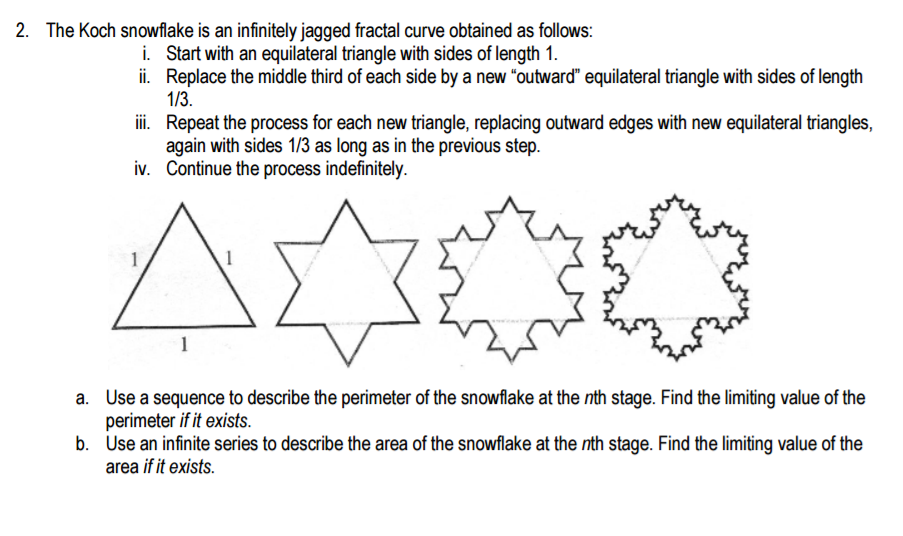 Solved 2. The Koch snowflake is an infinitely jagged fractal | Chegg.com