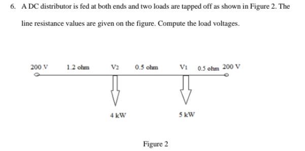 Solved 6. A DC distributor is fed at both ends and two loads | Chegg.com