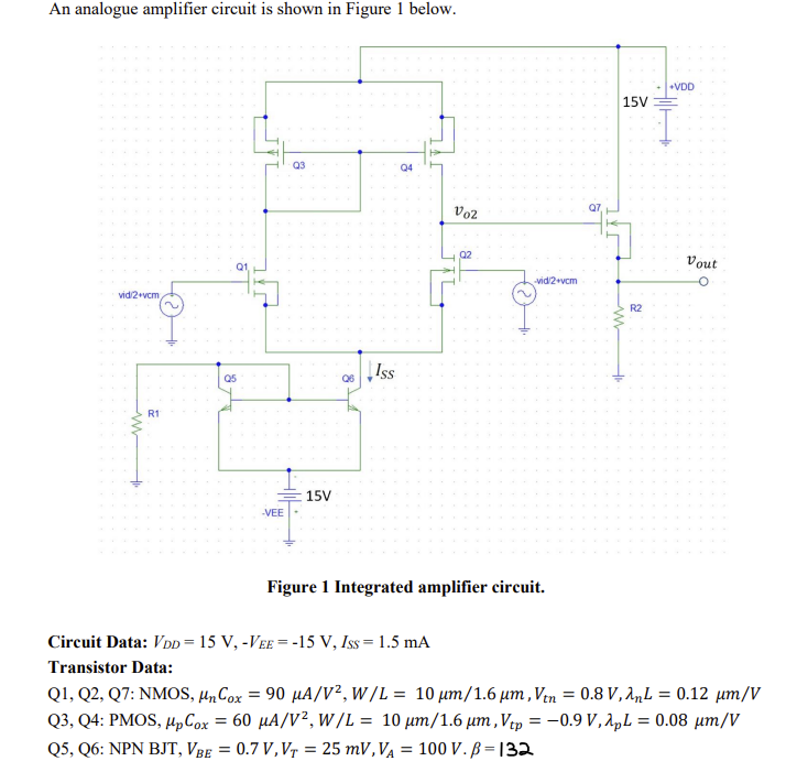 Solved An Analogue Amplifier Circuit Is Shown In Figure 1
