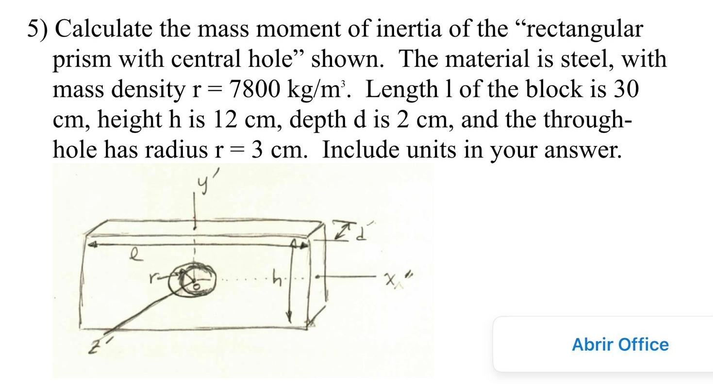 Solved Calculate the mass moment of inertia of the | Chegg.com