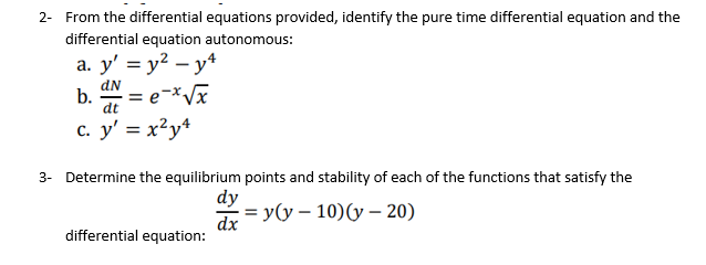 Solved 2- From the differential equations provided, identify | Chegg.com