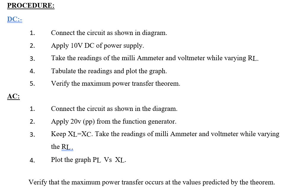 Solved OBJECTIVE :To verify the Maximum Power Transfer | Chegg.com