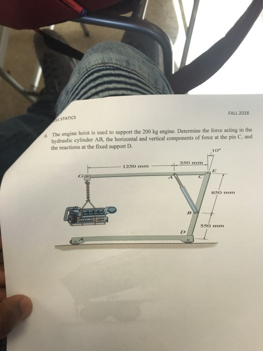 Solved FALL 2018 STATICS 6. The engi ine hoist is used to | Chegg.com