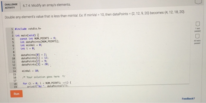 Solved Modify an array's elements. Double any element's | Chegg.com