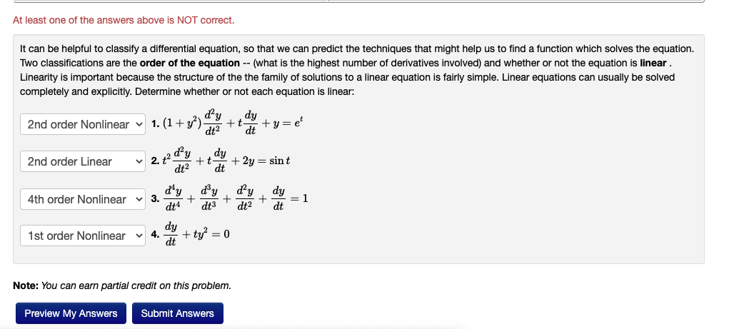 Solved At least one of the answers above is NOT correct. It | Chegg.com