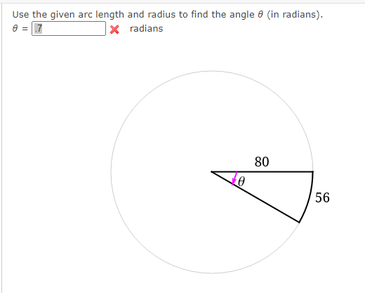 Solved Use the given arc length and radius to find the angle | Chegg.com