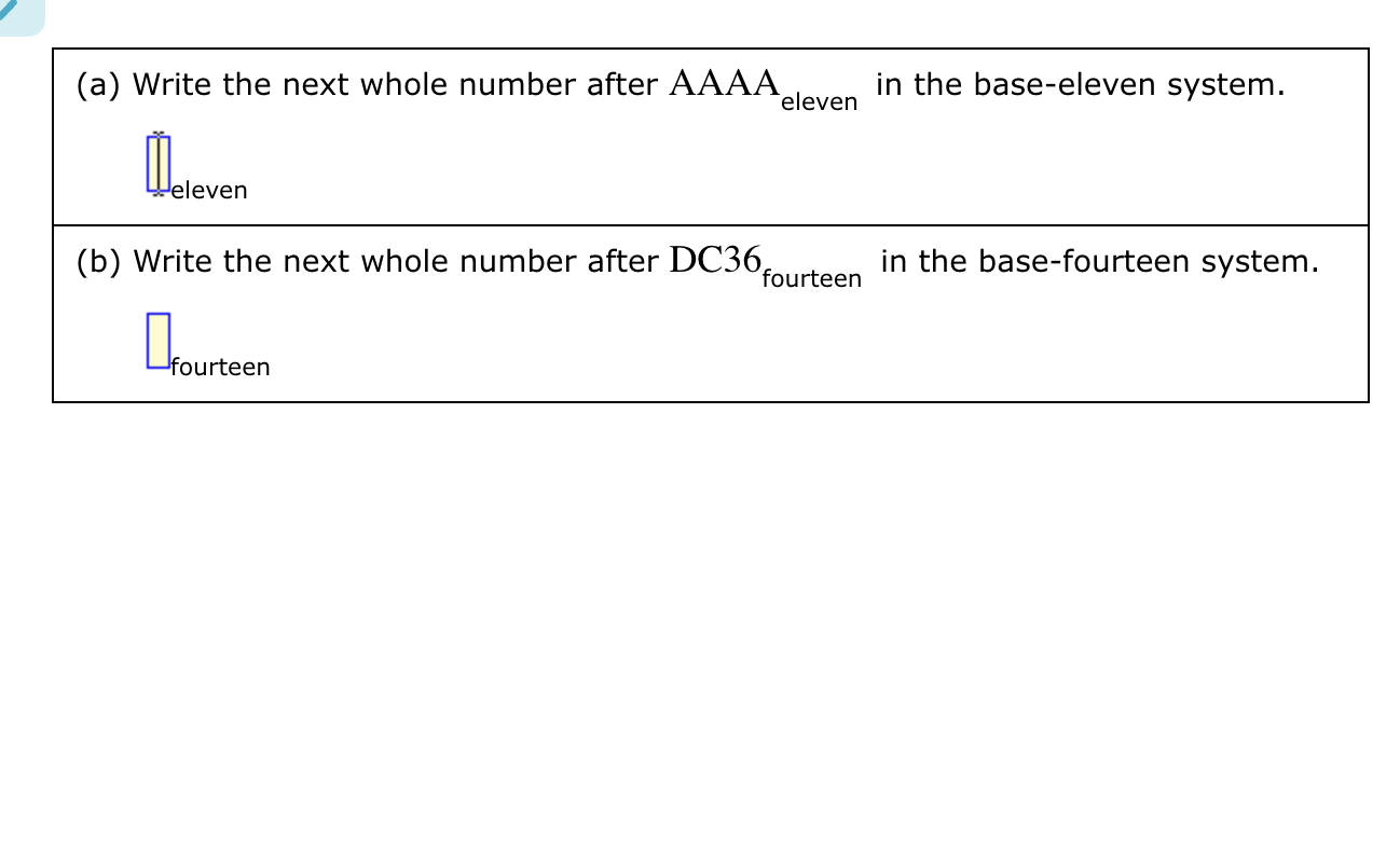 Solved (a) Write the next whole number after AAAAeleven in | Chegg.com