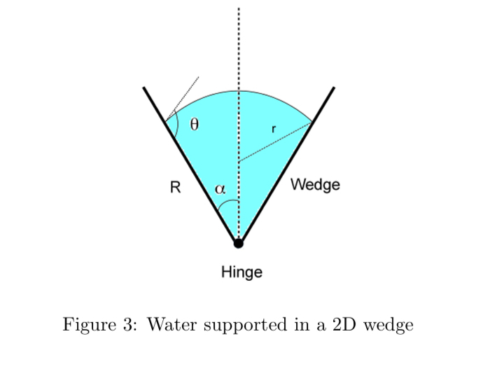 Consider water in a 2D-wedge whose sides are free to | Chegg.com