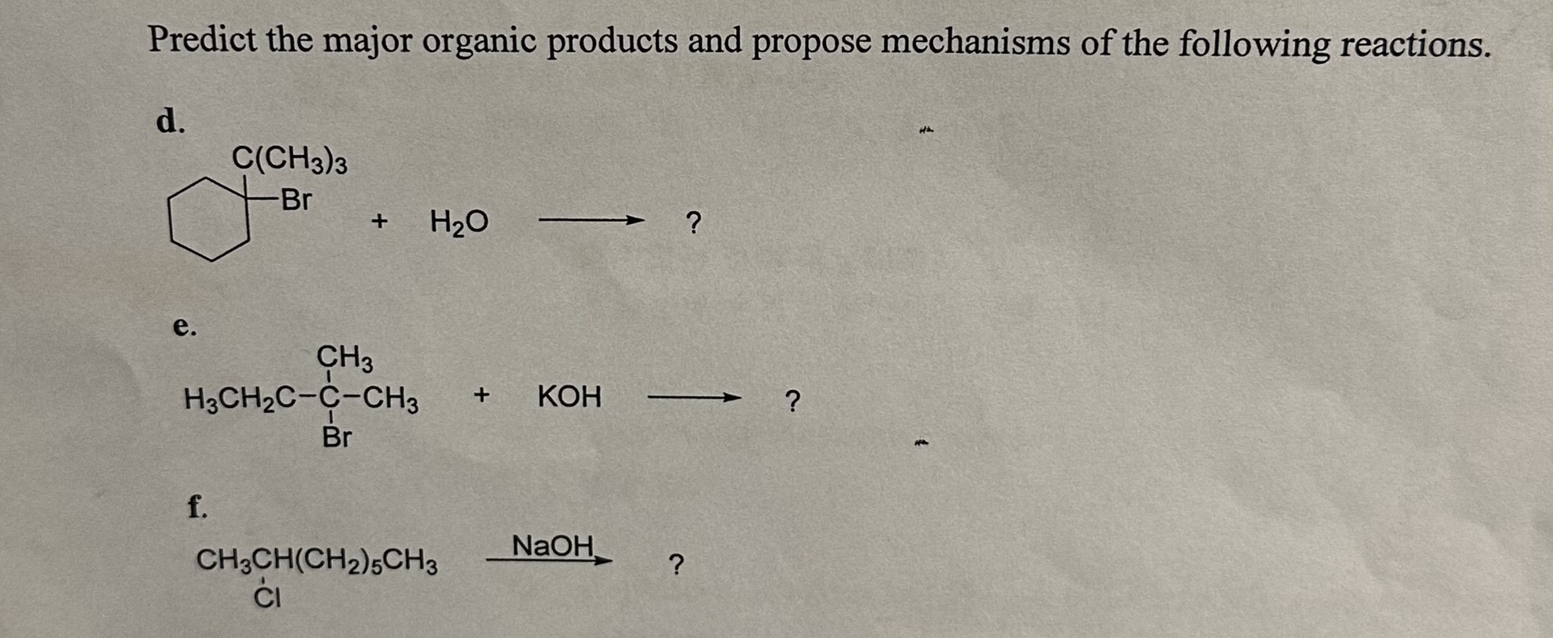 Solved Predict the major organic products and propose | Chegg.com