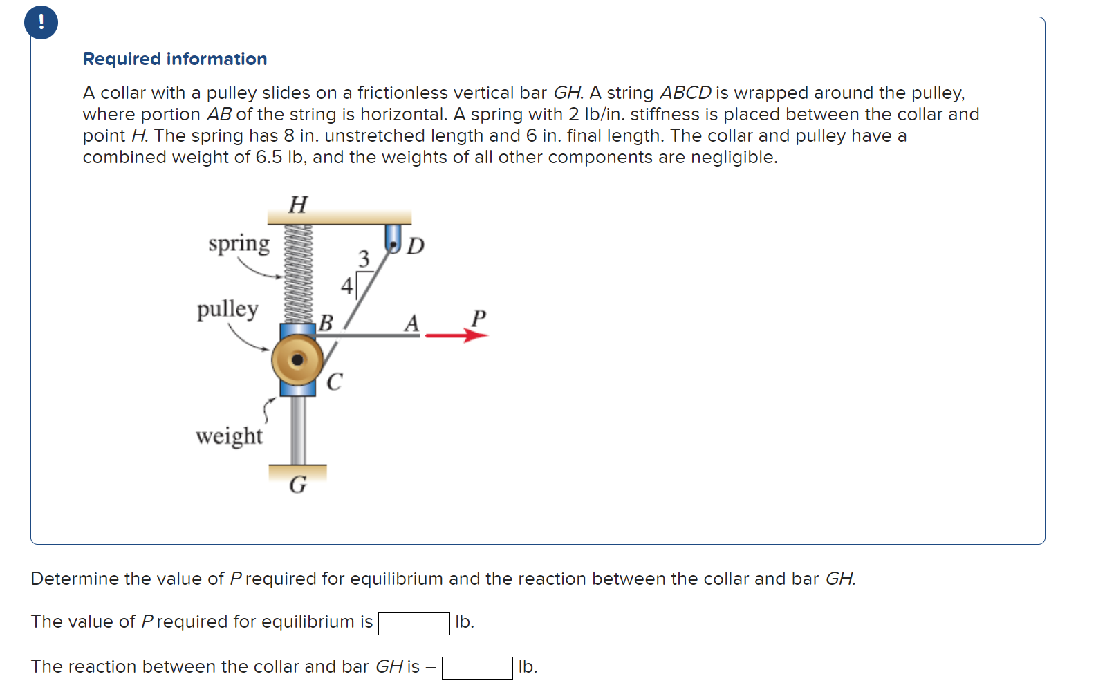 Solved ! Required information A collar with a pulley slides | Chegg.com