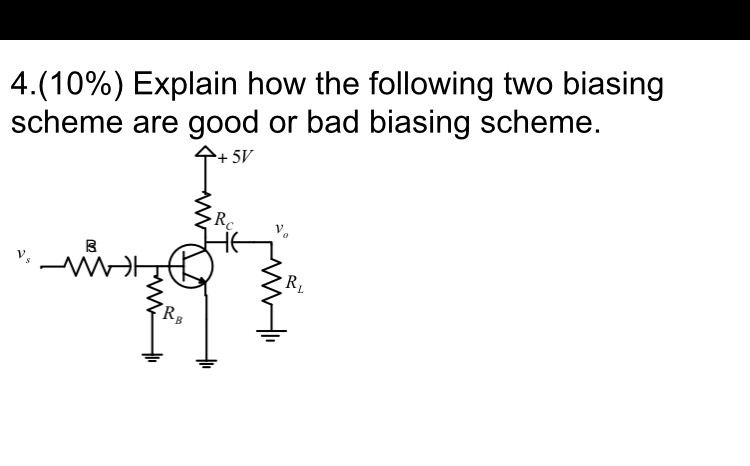 Solved 4.(10%) Explain how the following two biasing scheme | Chegg.com