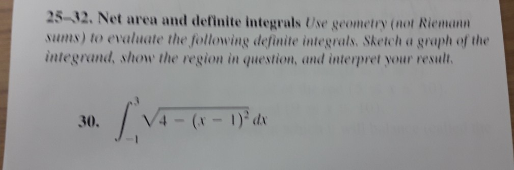 Solved 25-32. Net area and definite integrals Use geometry | Chegg.com