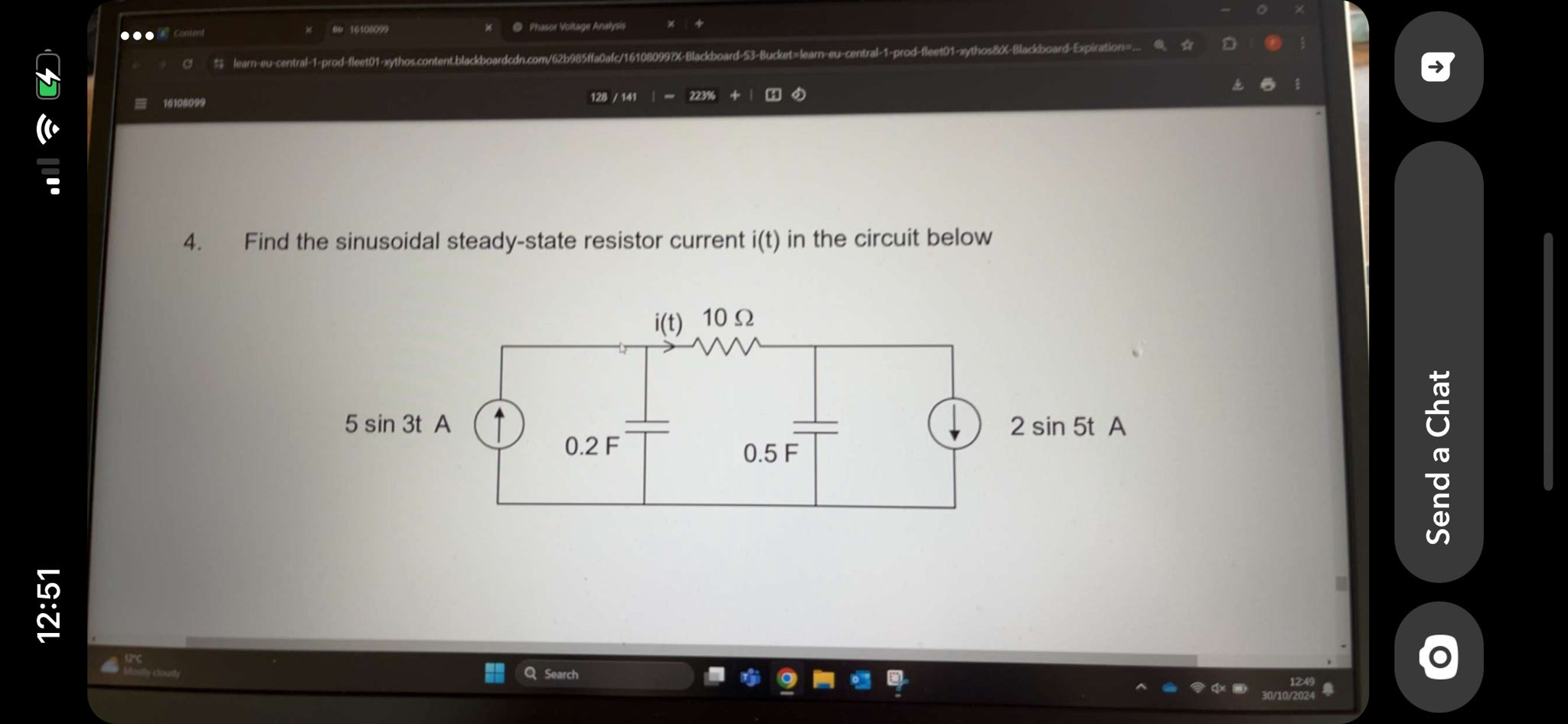 Solved 4. ﻿Find the sinusoidal steady-state resistor current | Chegg.com