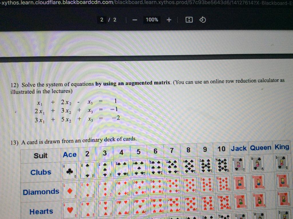 Solved 12) Solve the system of equations by using an | Chegg.com