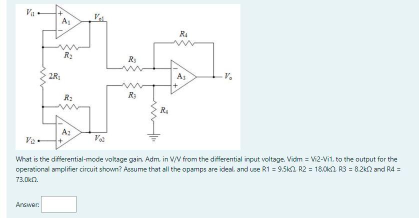 Solved 1 + A1 V.1 R4 R2 R3 2R Az V. + R2 R R4 A2 V2 V.2 What | Chegg.com