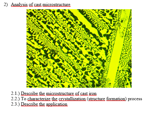 Solved 2. Analysis of cast microstructure 2.1.) Describe | Chegg.com