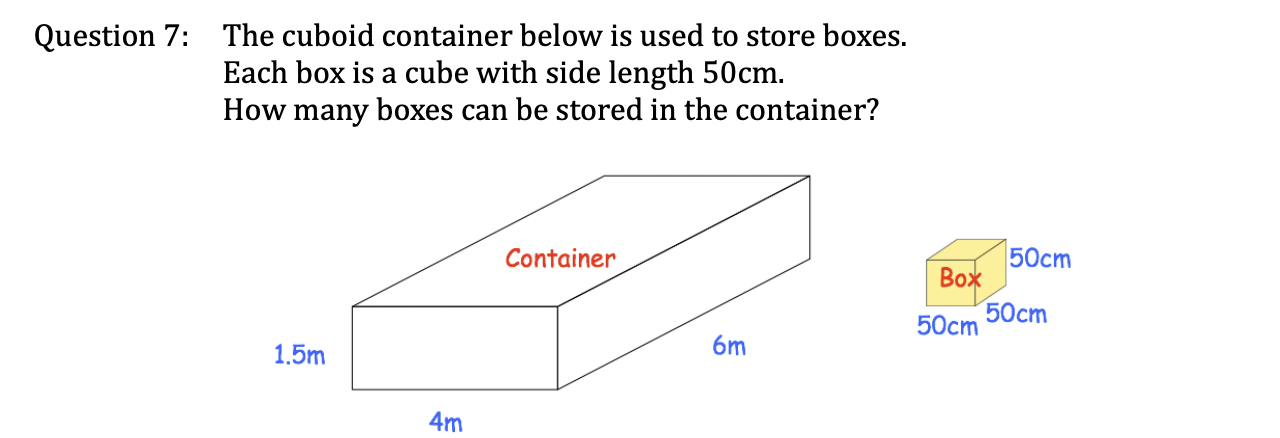 Solved The cuboid container below is used to store boxes. | Chegg.com