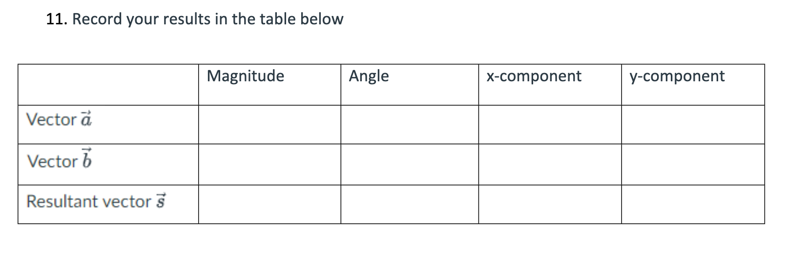 Solved 11. Record your results in the table below | Chegg.com