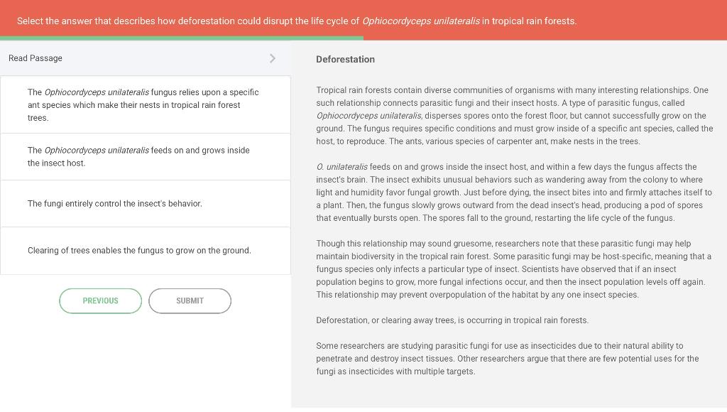 Solved Select the answer that describes how deforestation | Chegg.com