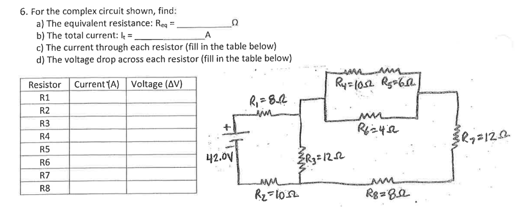 Solved 6. For the complex circuit shown, find: a) The | Chegg.com