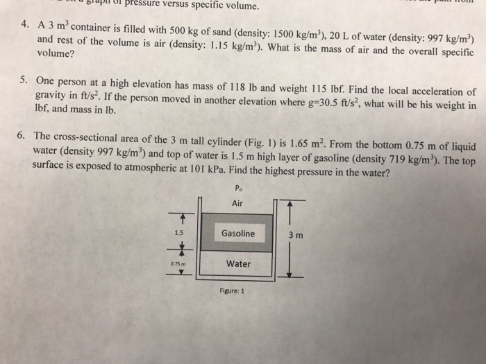 pSure versus specific volume. 4. A 3 m container is | Chegg.com