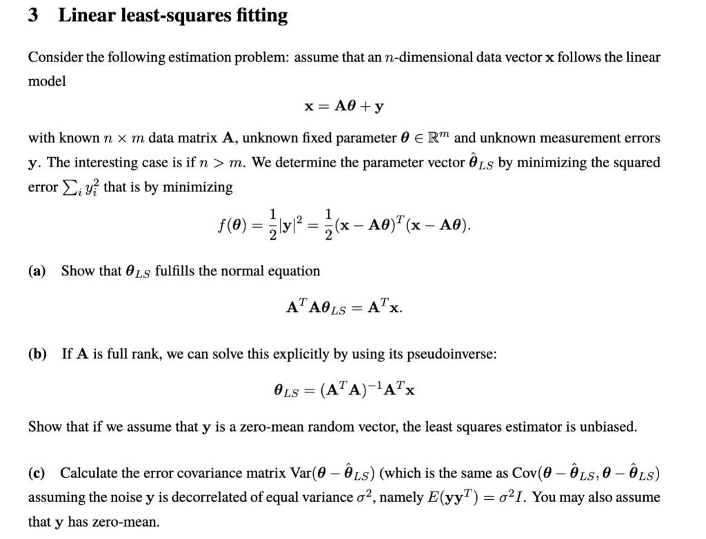3 Linear least-squares fitting Consider the following | Chegg.com
