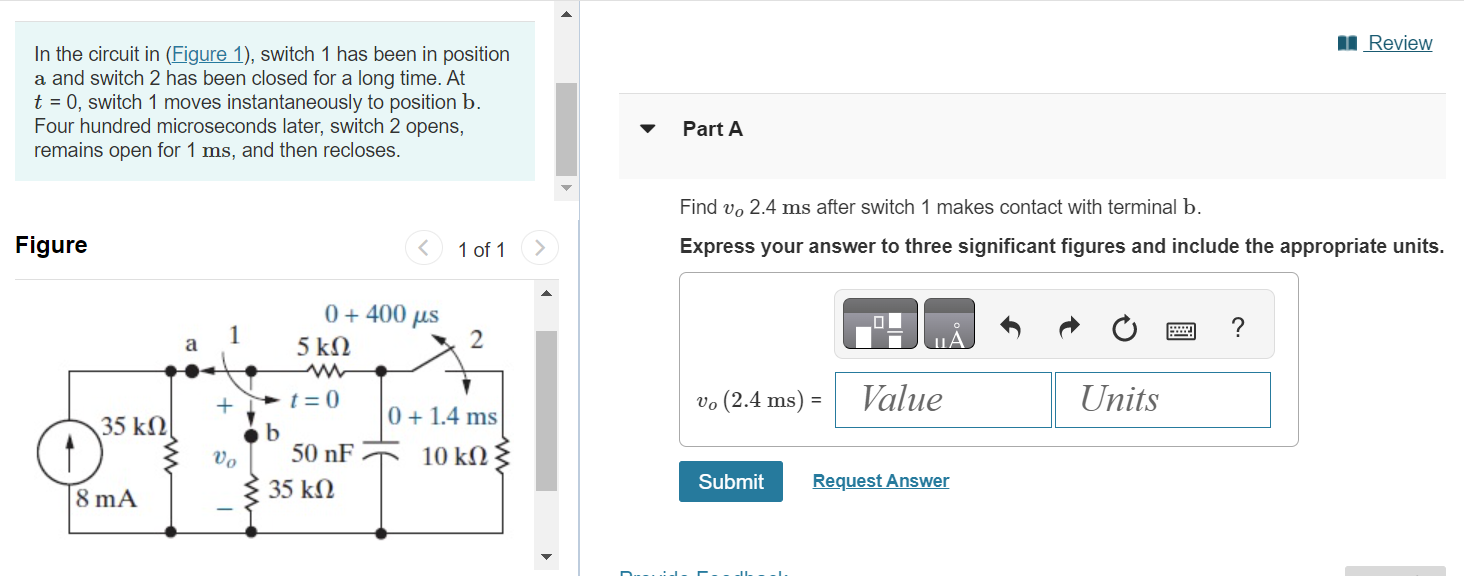 Solved In the circuit in (Figure 1), switch 1 has been in | Chegg.com