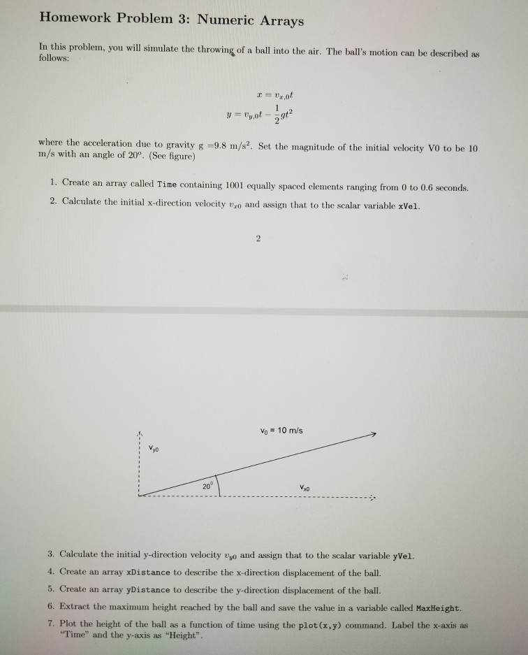 Solved Homework Problem 3: Numeric Arrays In this problem, | Chegg.com