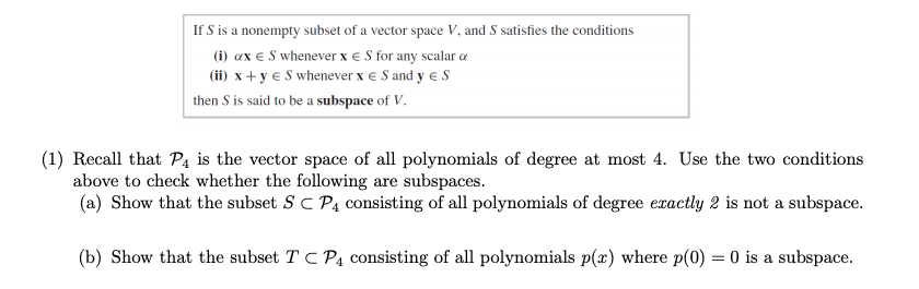 Solved If S is a nonempty subset of a vector space V, and | Chegg.com