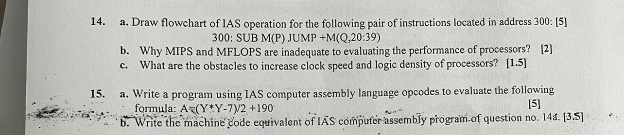 Solved 14. a. Draw flowchart of IAS operation for the | Chegg.com