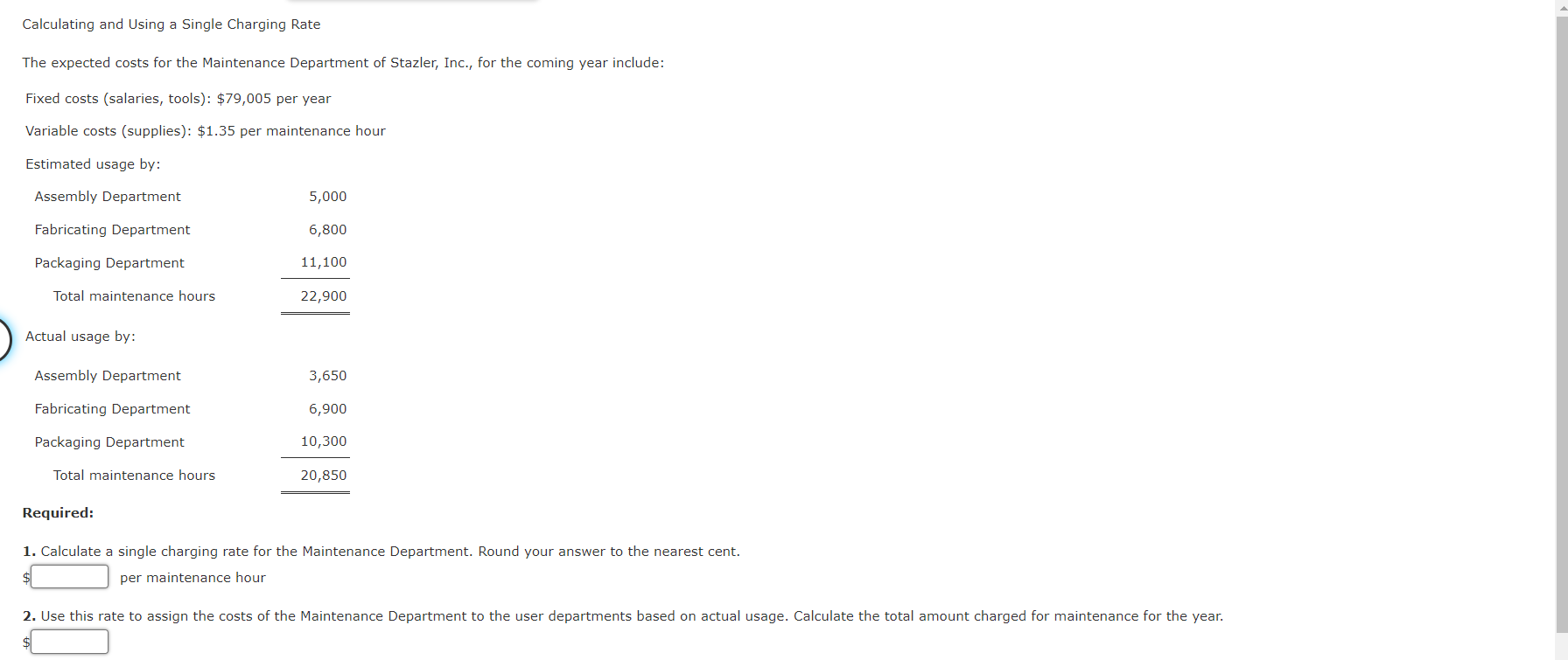 Solved Calculating and Using a Single Charging Rate The | Chegg.com