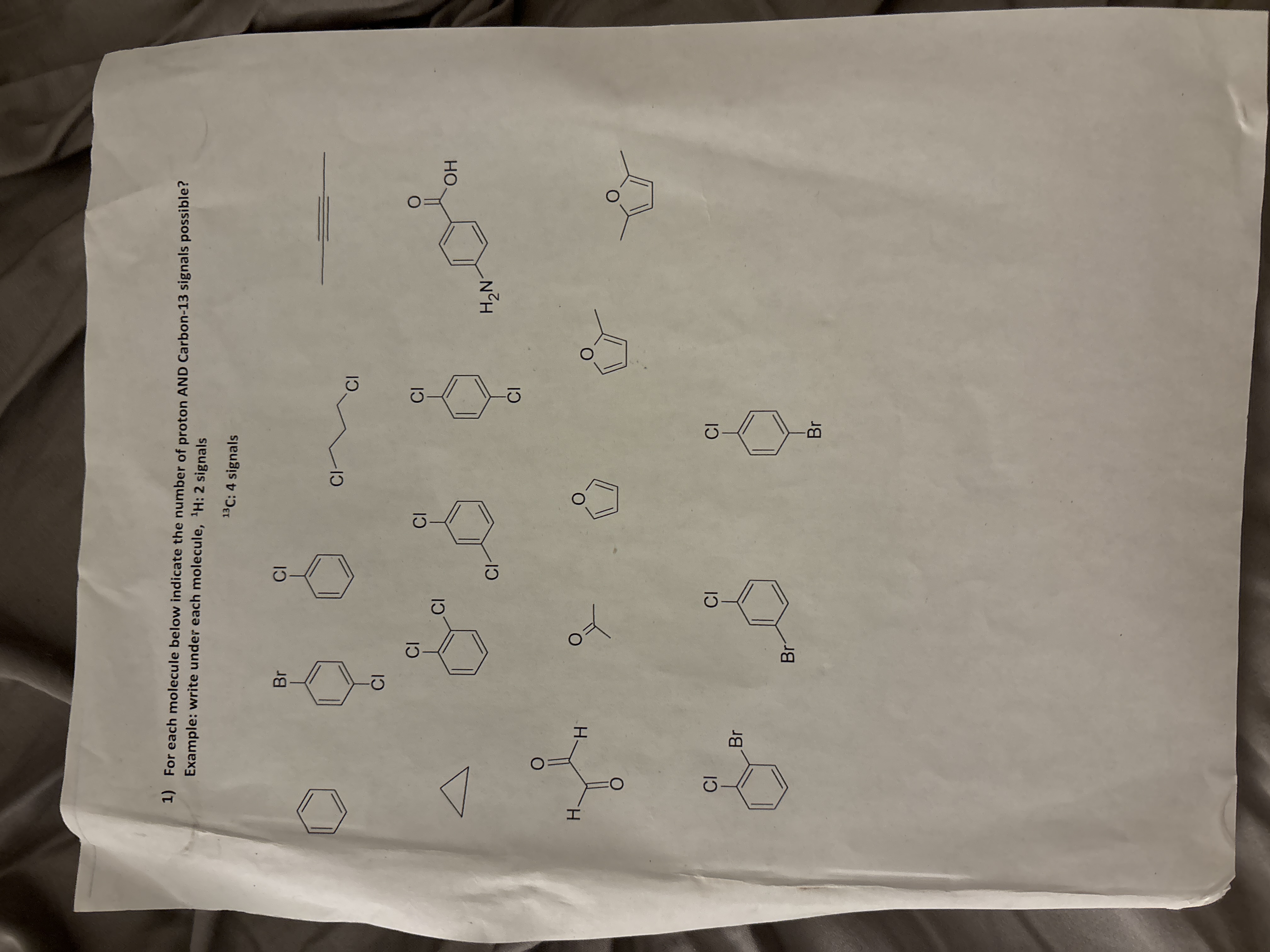 For each molecule below indicate the number of proton | Chegg.com