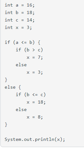 Solved int a = 13; int b = 18; int c = 3; int x = 3; if (a > | Chegg.com