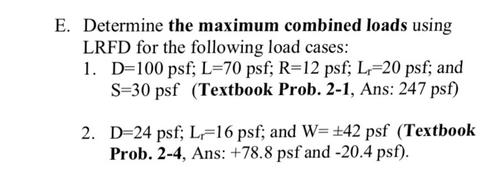 Solved Determine the maximum combined loads using LRFD for | Chegg.com