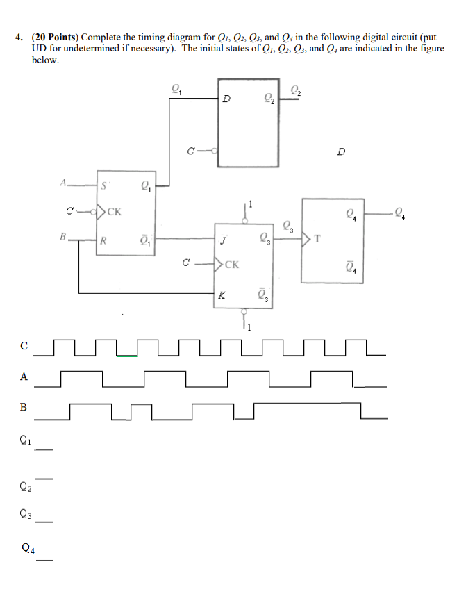 4. (20 Points) Complete the timing diagram for | Chegg.com
