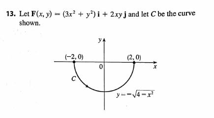 Solved 13. Let F(x, y) = (3x2 + y2) i + 2xy j and let C be | Chegg.com