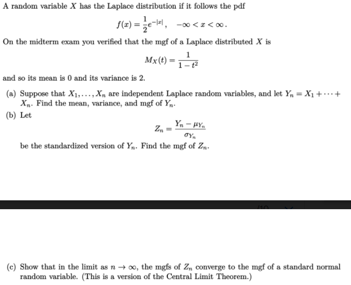 Solved A random variable X has the Laplace distribution if | Chegg.com