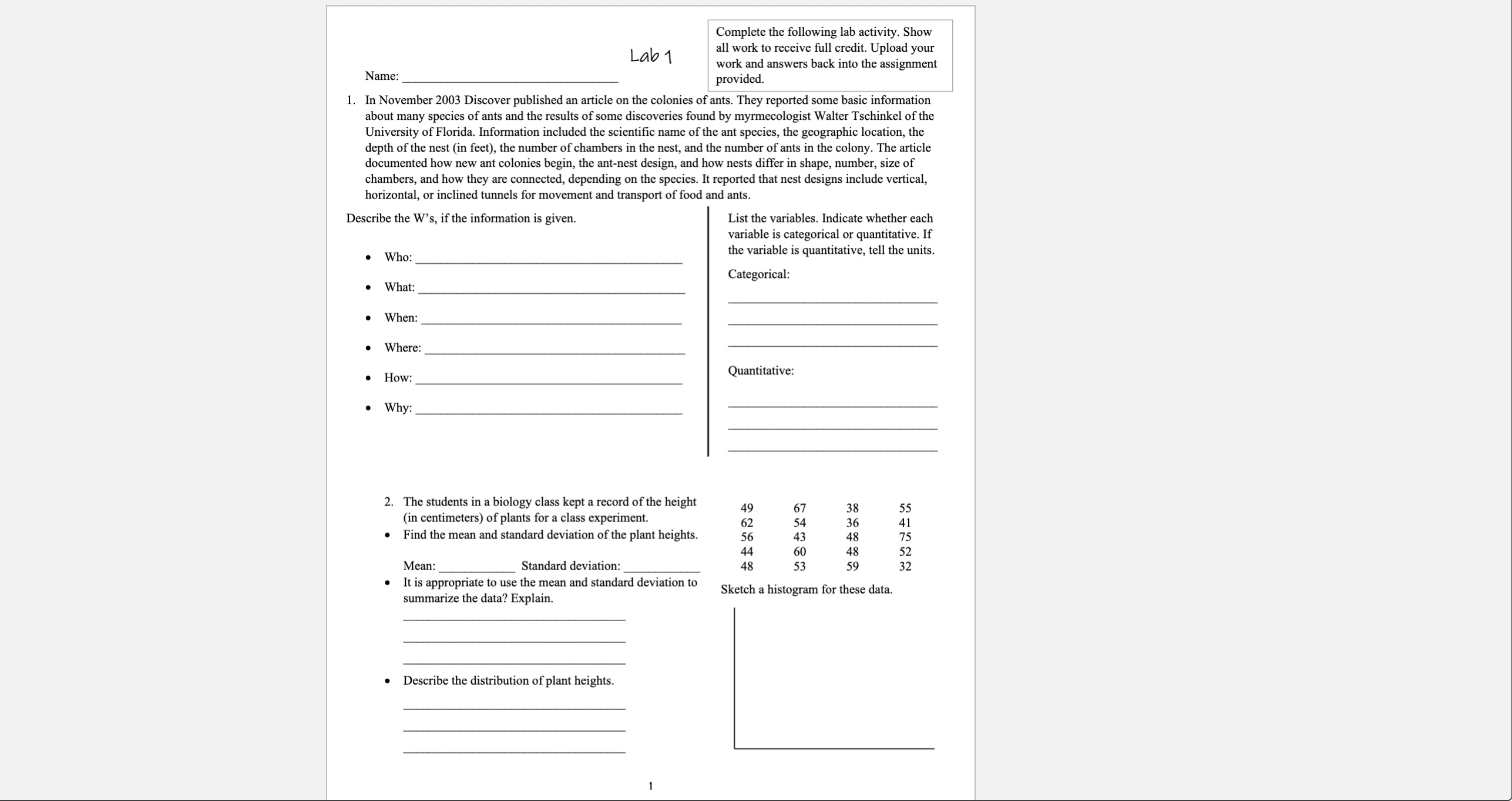 Solved Complete the following lab activity. | Chegg.com