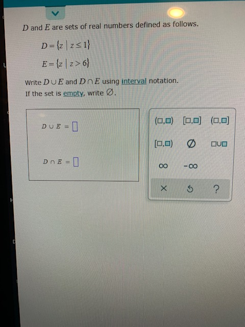 Solved D and E are sets of real numbers defined as follows. | Chegg.com