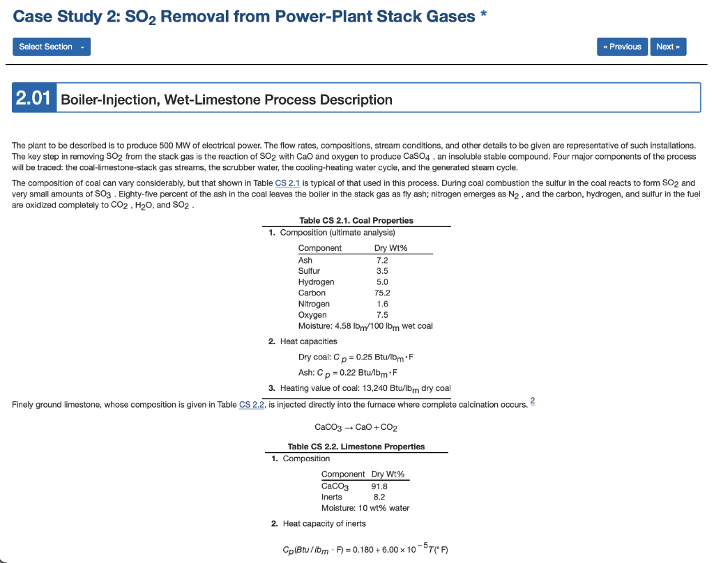 Solved Case Study 2: SO2 Removal from Power-Plant Stack | Chegg.com