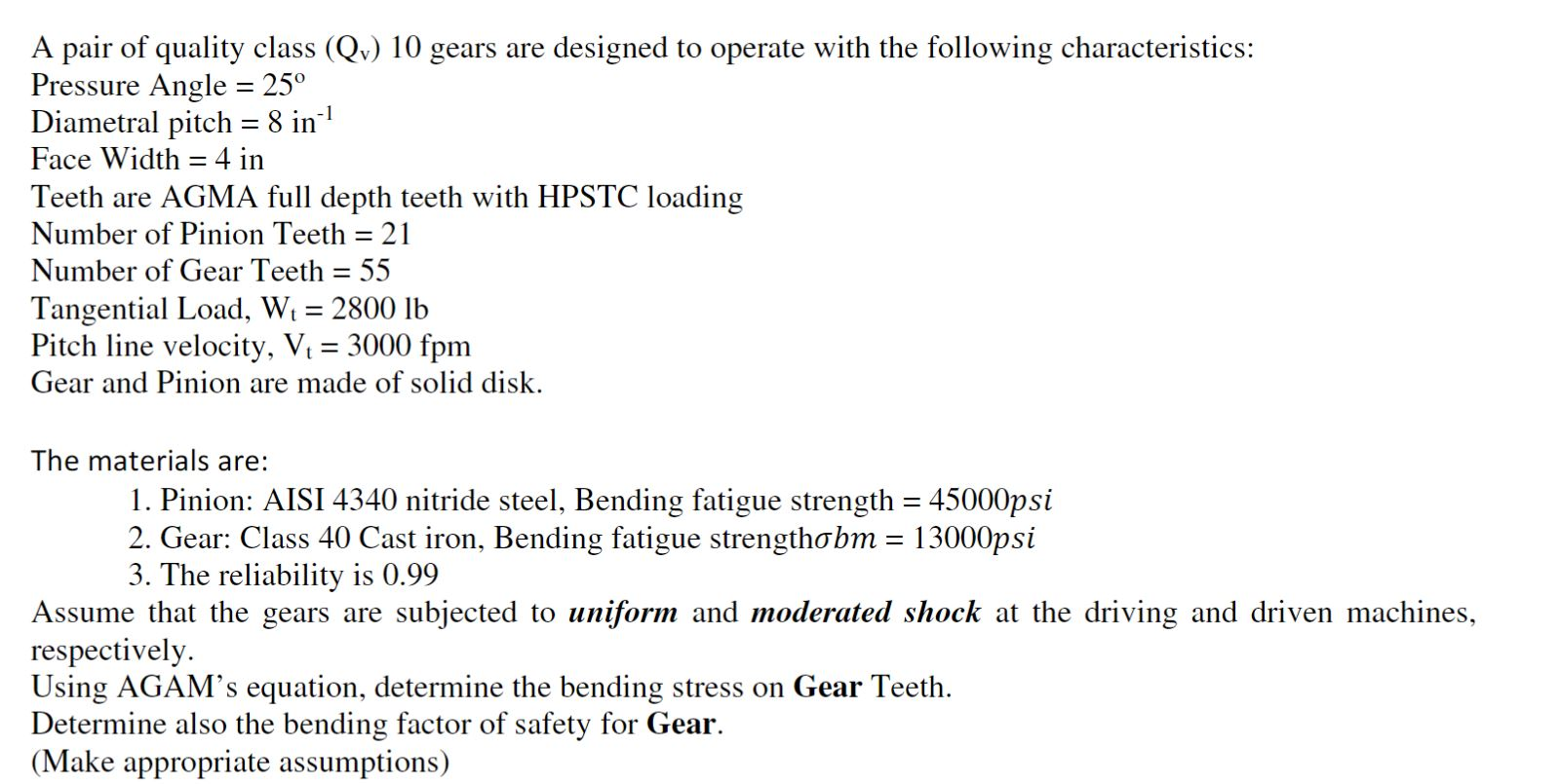 A pair of quality class (Qv) 10 gears are designed to | Chegg.com