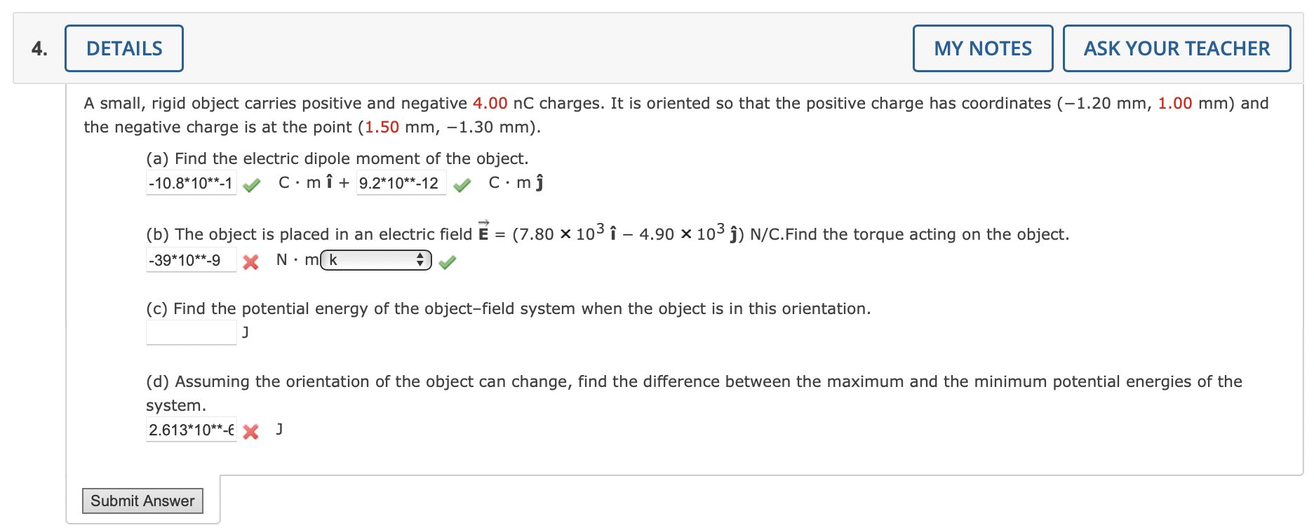 Solved A small, rigid object carries positive and negative | Chegg.com