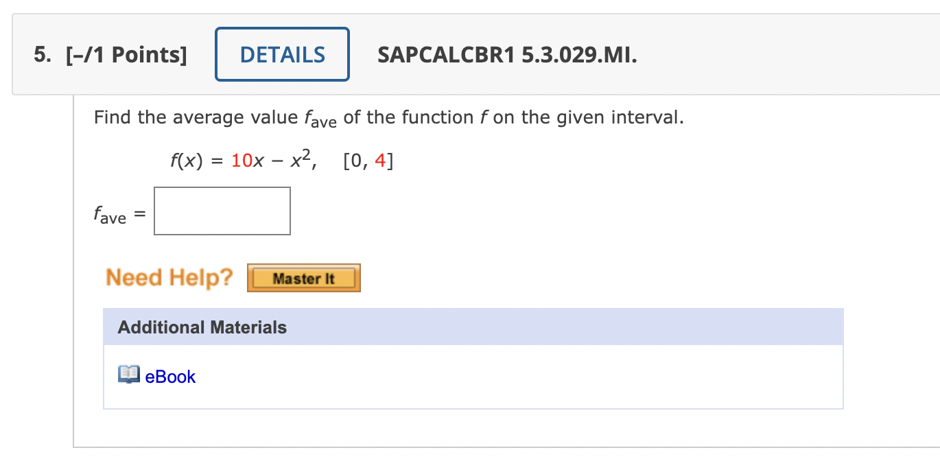 Solved Find the average value fave of the function f on the | Chegg.com